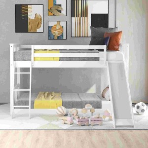Xiyuyeu Twin Over Twin Bunk Bed With Fence,versatile Loft Bed With Convertible Slide And Ladder ...