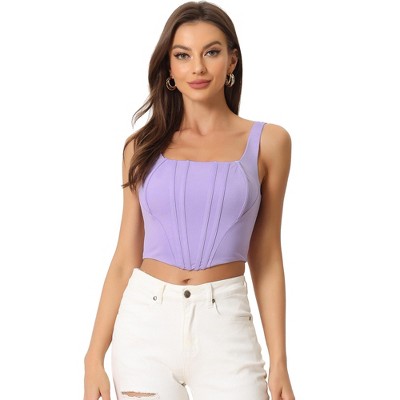 Allegra K Women's Sleeveless Square Neck Zip Back Party Bustier Corset ...