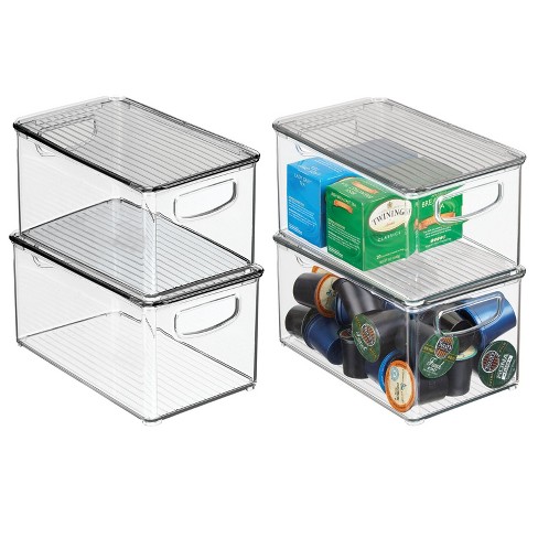 Mdesign Plastic Kitchen Food Storage Bin With Handles, Lid, 4 Pack : Target