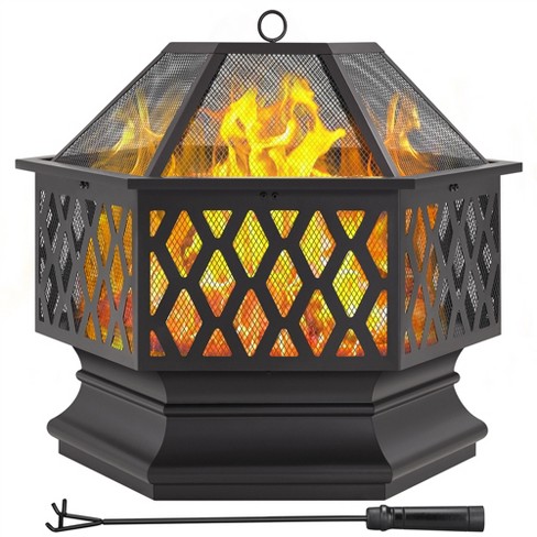 Yaheetech 26" Steel Fire Pit Outdoor Fireplace, Black : Target