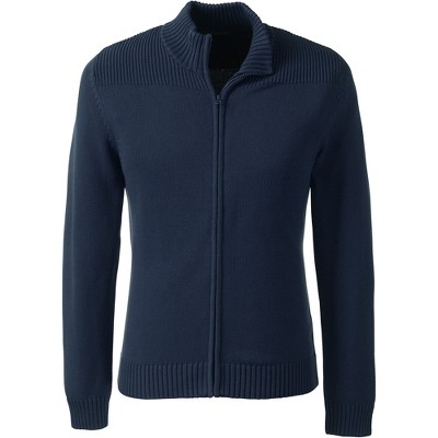 Lands' End School Uniform Men's Cotton Modal Zip Front Cardigan Sweater ...