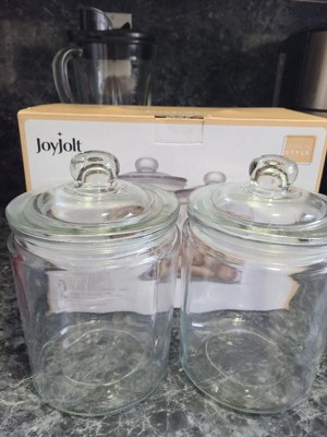 Joyful Round Glass Cookie Jar With Airtight Lids - 67 Oz Candy Jar, Dog ...