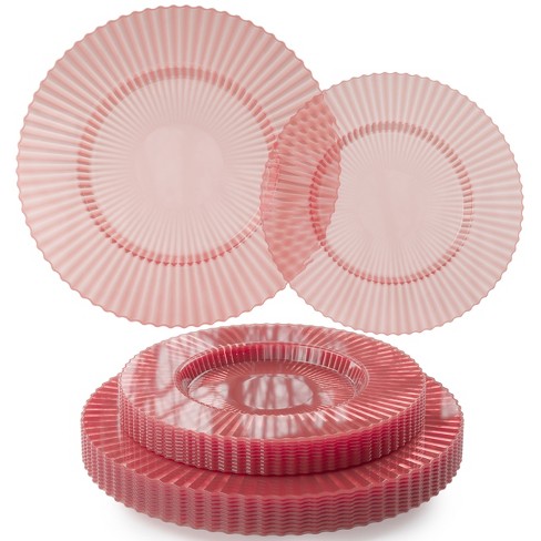 Earthtrends 40 Count Rose Quartz Gemstone Pink Plate Serves 20 ...
