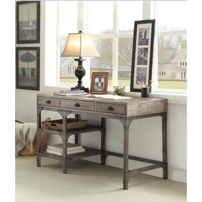 Nicbex Home Office Desks Rustic Wooden Frame Desk With Drawers Office ...