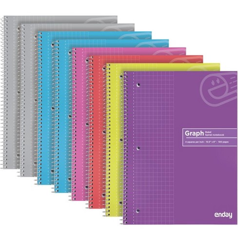 Enday Quad-ruled Spiral Notebook 100 Sheets, Blue, Purple, Gray, Green ...