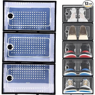 Bins & Things Plastic Boxes For Shoes Storage, Pack Of 12, Black : Target