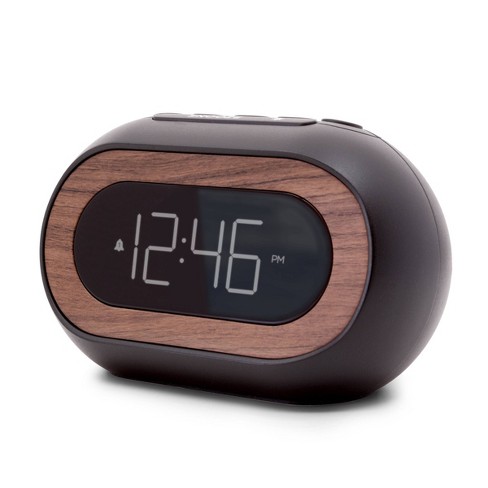 Capsule Alarm Table Clock Black - Capello: Led Display, Wood Accent ...