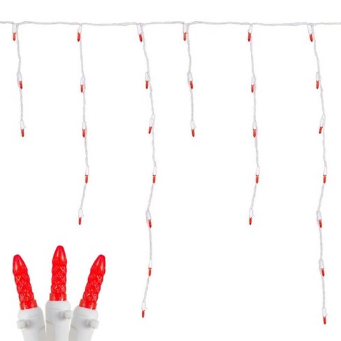 Novelty Lights Red M5 Led Icicle Lights On White Wire 150 Bulbs : Target