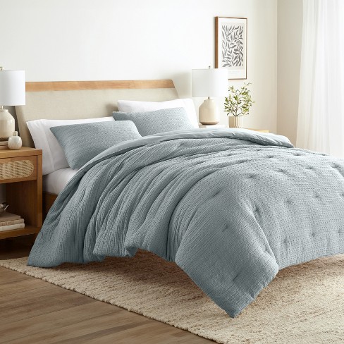 Waffle Textured Comforter Set All Season Down-alternative Ultra Soft ...