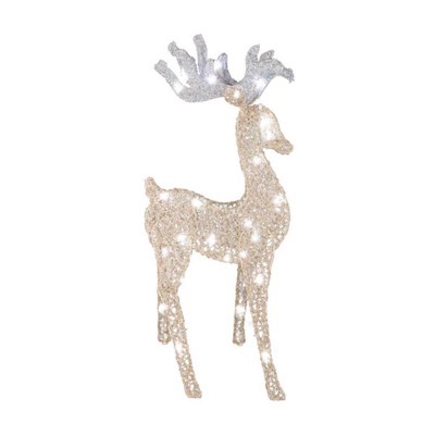 Northlight 48" White And Gold Lighted Standing Buck Outdoor Christmas ...