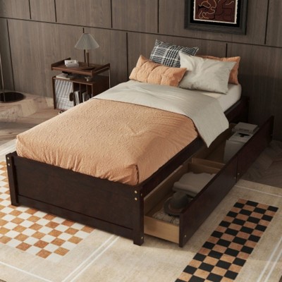 Durable Twin Bed Frame With Two Built-in Drawers : Target