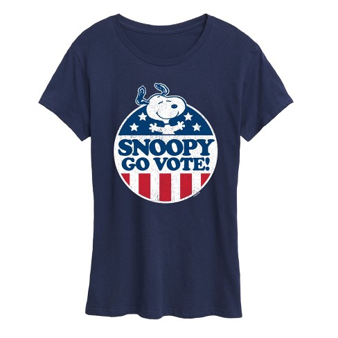 Women's Peanuts Snoopy Go Vote Short Sleeve Graphic T-shirt - Navy ...