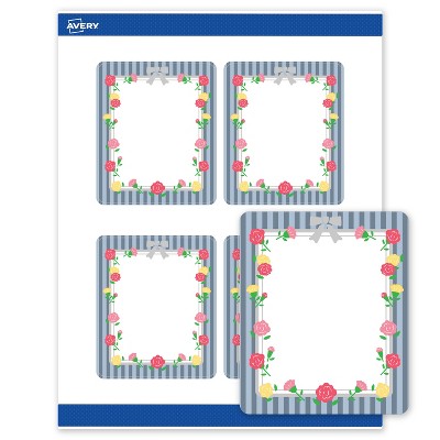 Avery® Matte 4" x 3-1/3" Labels, Silver Ribbon w/Roses, 80ct : Target