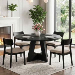MAYEERTY Farmhouse Style Round Dining Table, 47" Retro Home Kitchen ...