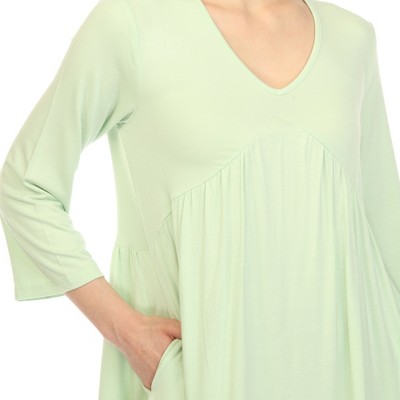 Women's Empire Cut V-neck Tunic Top Sage Xlarge -white Mark : Target