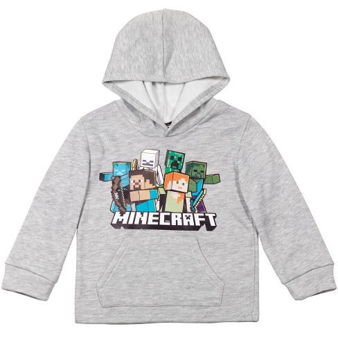 Minecraft Mobs Alex Steve Big Boys Fleece Pullover Hoodie Light Gray 14 ...