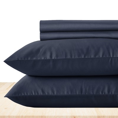 Navy Blue Full Sheet Set - 100% Cotton Sheets, 400 Thread Count Sateen ...