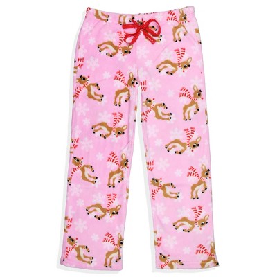 Rudolph The Red-nosed Reindeer Women's Fleece Plush Sleep Pajama Pants ...