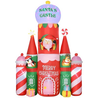 Homcom Giant 10ft Christmas Inflatables Decorations Candy Castle And ...