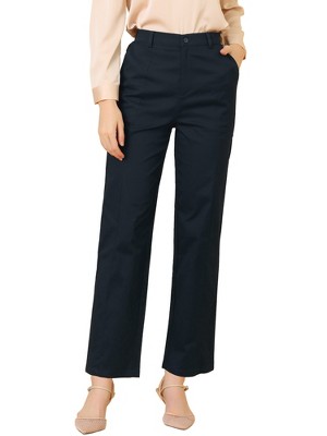 Allegra K Women's Office Trousers High Waist Straight Leg Bootcut Work ...