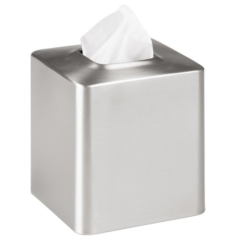 Mdesign Metal Square Tissue Box Cover For Bathroom - Brushed Stainless ...