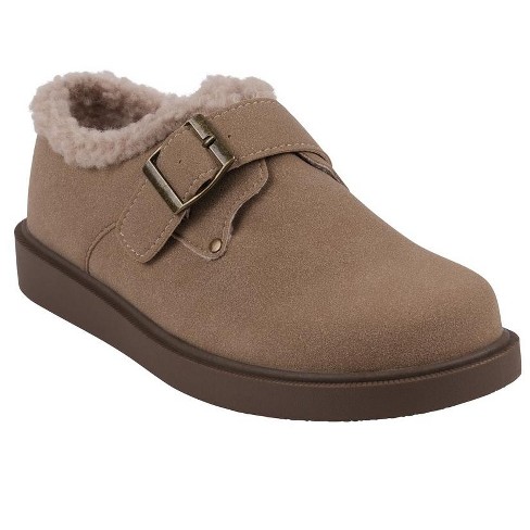Women's Ezra Khaki 7 Shearling Buckle Clogs : Target