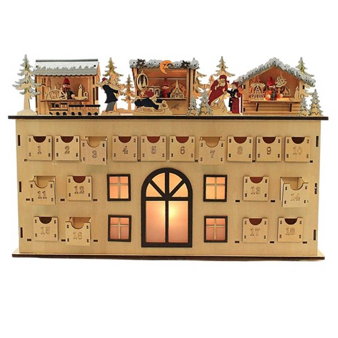 11.25 In Led 3 Cabin Scene Country Store Calender Christmas Village ...