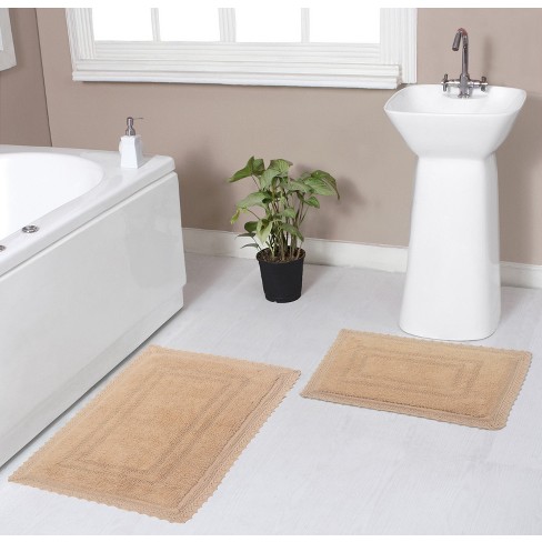 Set Of 2 Opulent Collection Linen Cotton Reversible Tufted Bath Rug Set ...