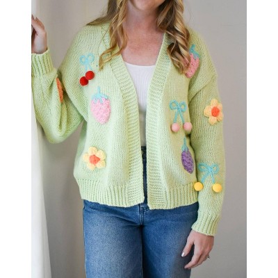 Women's Fruit Basket Open Front Cardigan - Le Lis M : Target