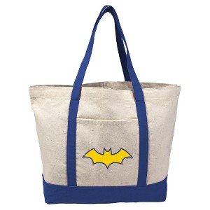 Batman Batgirl Logo Canvas Tote Bag With External Pocket, Reusable ...