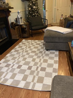 Checkered Woven Flatweave Area Rug White - Threshold™ : Target