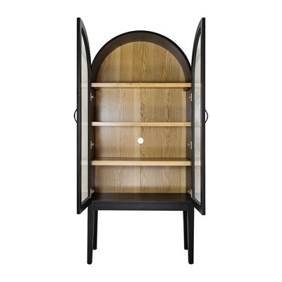 Tehome Arched Storage Display Cabinet With Tempered Glass Doors And ...