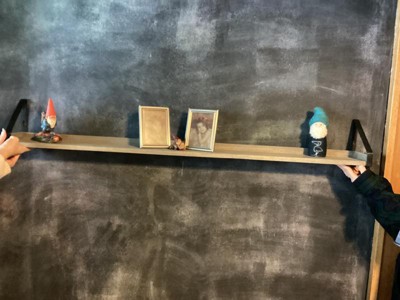 48" Solid Wood Ledge Wall Shelf With Rustic Metal Bracket Walnut ...