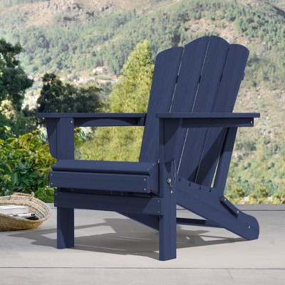 Hyleory Folding Adirondack Chair In Blue - Outdoor Relaxation Essential ...