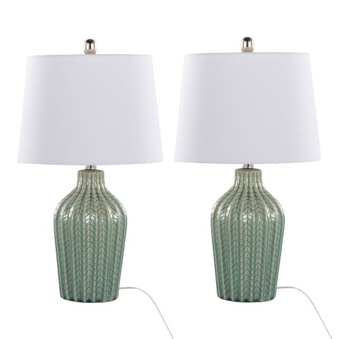 Lumisource Rockwell 23" Accent Lamps: Set Of 2, Sage Crackle, Polished ...