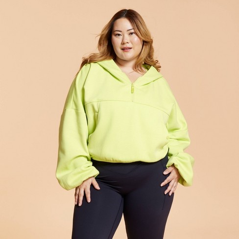 Blogilates Women's Marshmallow Half Zip Hooded Sweatshirt - Lime Green ...