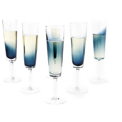 Clear Champagne Flutes With Blue Twisted Bottom Kitchen & Dining Drink ...
