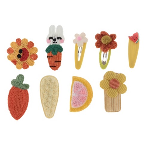 Unique Bargains Girl's Carrots Rabbit Flowers Hair Clips Yellow Orange ...