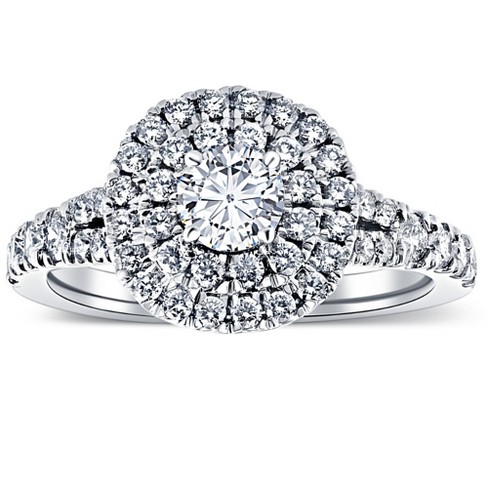 Pompeii3 1 Ct Tw Diamond Cushion Halo Engagement Ring In White Gold : Target