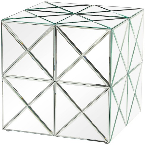 Glam Glass Geometric Cube Accent Table Silver - Olivia & May: Luxury ...