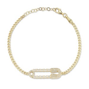 Sphera Milano Sterling Silver Safety Pin Curb Chain Bracelet : Target