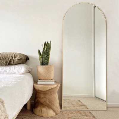 Dovelina Wood Frame Arch-top Full Length Mirror Leaning Mirror - 64"x21 ...