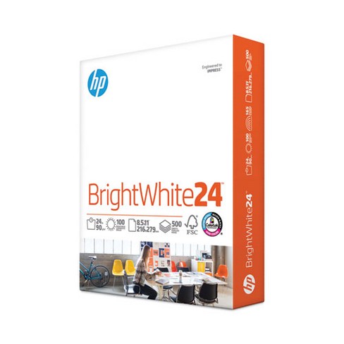 Hp Papers Brightwhite24 Paper, 100 Bright, 24 Lb Bond Weight, 8.5 X 11 ...