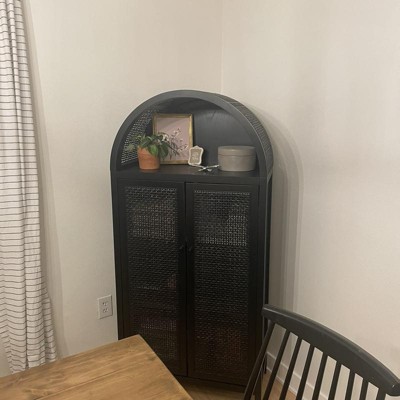 Woven Arched Wood Cabinet Black - Threshold™ : Target