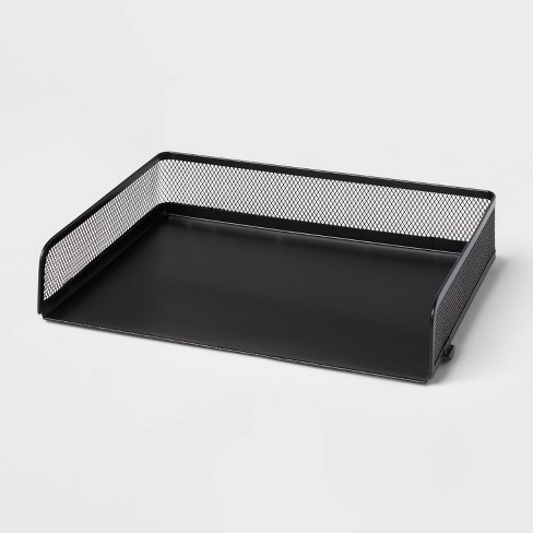 Mesh Stacking Letter Tray With Wide Side Opening Black - Brightroom ...