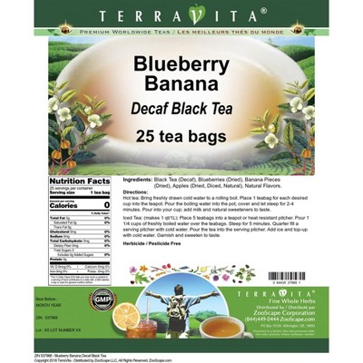 TerraVita Blueberry Banana Decaf Black Tea (25 tea bags, ZIN: 537968, 1 ...