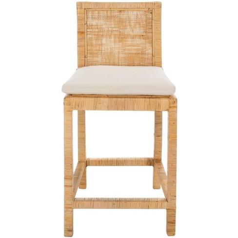 Tojo Cane Counter Stool With Cushion - White/natural - Safavieh : Target