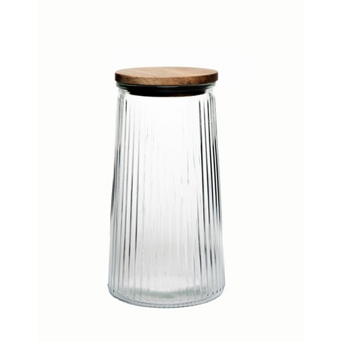 Amici Home Hawthorn Glass Canister, Airtight Storage Jar, Ribbed Glass ...