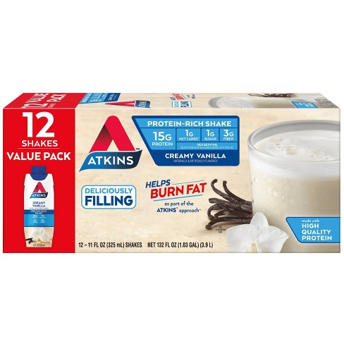 Atkins Creamy Vanilla Protein Shake - 12ct/132 Fl Oz : Target
