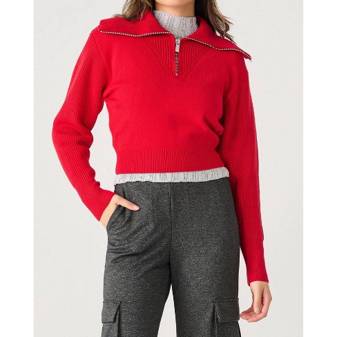 Women's Half Zip Textured Sweater - Dex S : Target